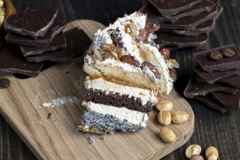 Multi-layer Cake with Different Layers, Close Up Stock Image - Image of ...