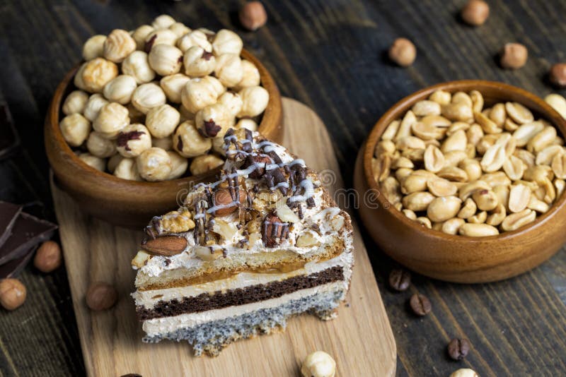 Multi-layer Cake with Different Layers, Close Up Stock Image - Image of ...