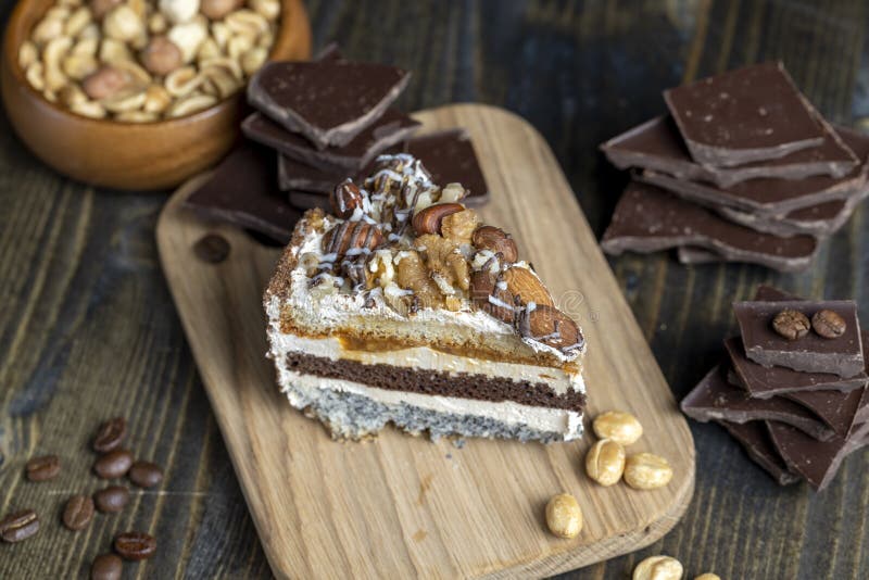 Multi-layer Cake with Different Layers, Close Up Stock Photo - Image of ...