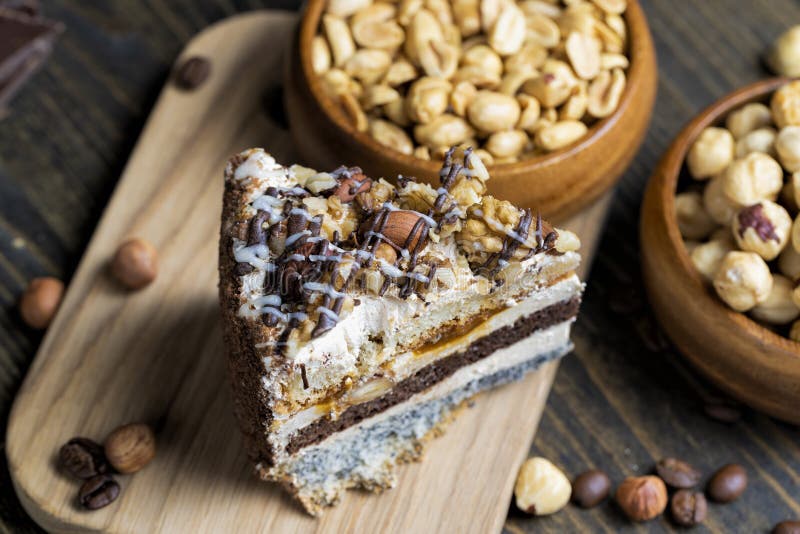 Multi-layer Cake with Different Layers, Close Up Stock Image - Image of ...