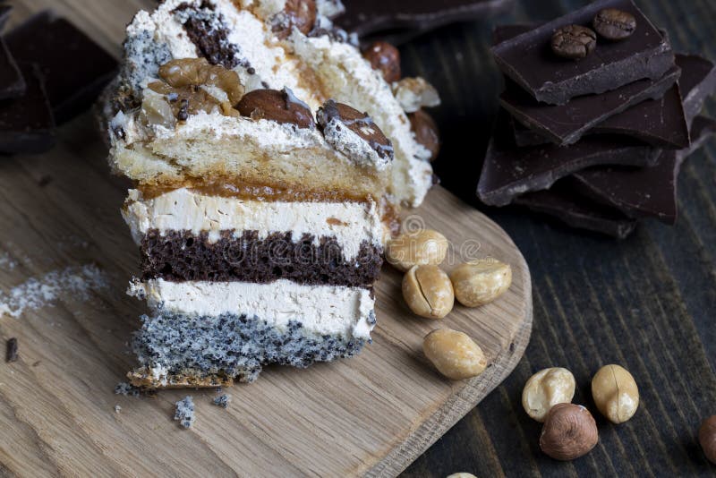 Multi-layer Cake with Different Layers, Close Up Stock Photo - Image of ...