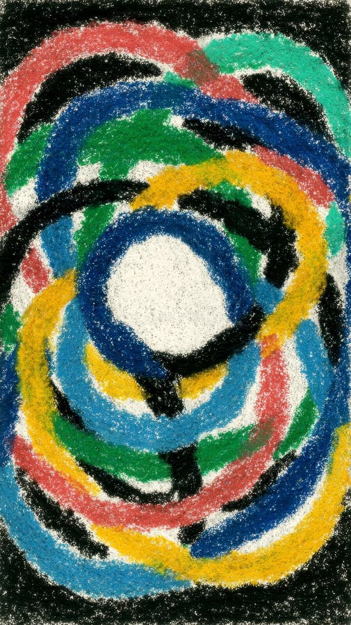 Multi - Layer Circular Lines Drawn with Colorful Crayons. Stock Image ...