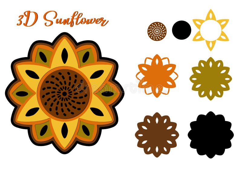 Multi-layer Craft of a Sunflower Flower. Cutting File Stock Vector ...