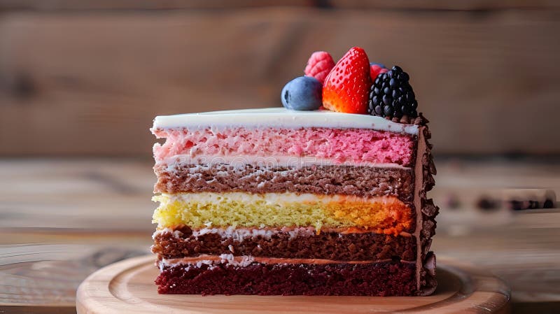 Multi-layer Multi-colored Piece of Cake with Different Textures Stock ...
