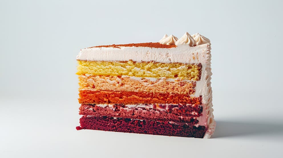 Multi-layer Multi-colored Piece of Cake with Different Textures Stock ...