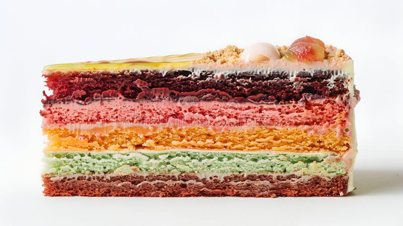 Multi-layer Multi-colored Piece of Cake with Different Textures Stock ...