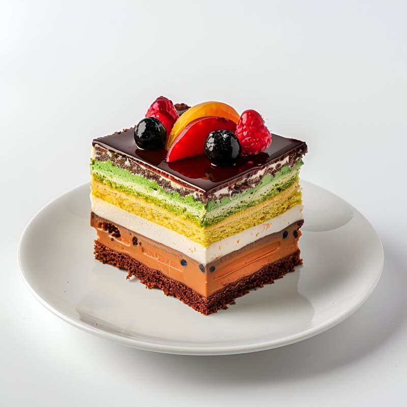 Multi-layer Multi-colored Piece of Cake with Different Textures Stock ...