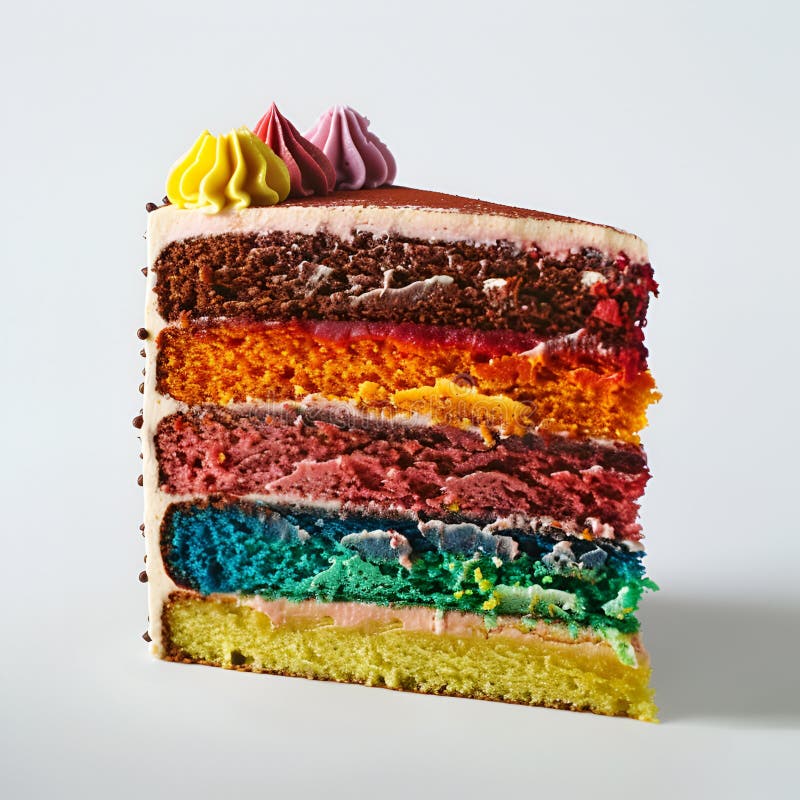 Multi-layer Multi-colored Piece of Cake with Different Textures Stock ...