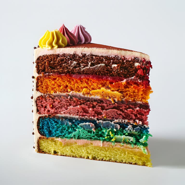 Multi-layer Multi-colored Piece of Cake with Different Textures Stock ...