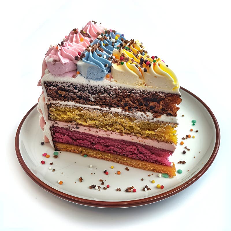 Multi-layer Multi-colored Piece of Cake with Different Textures Stock ...