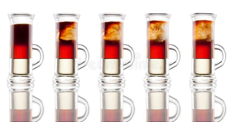 Multi-layered Alcohol Shot Isolated on White Stock Photo - Image of ...