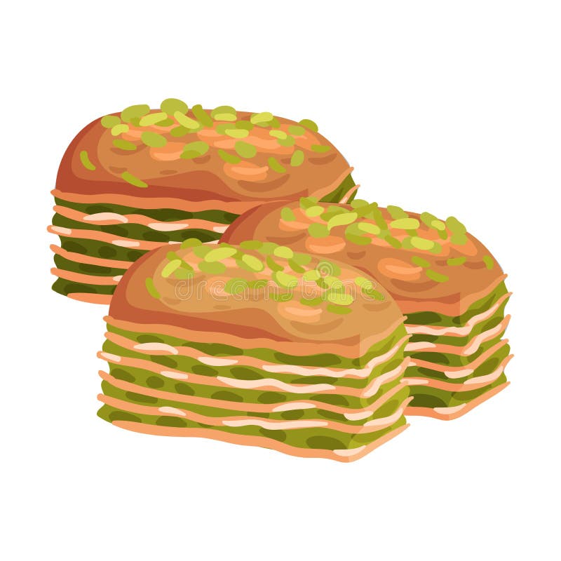 Multi-layered Baklava with a Filling. Vector Illustration on White ...