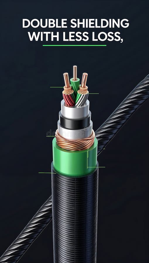 Multi-Layered Cable Cross-Section with Vertical Diagonal Layout Stock ...