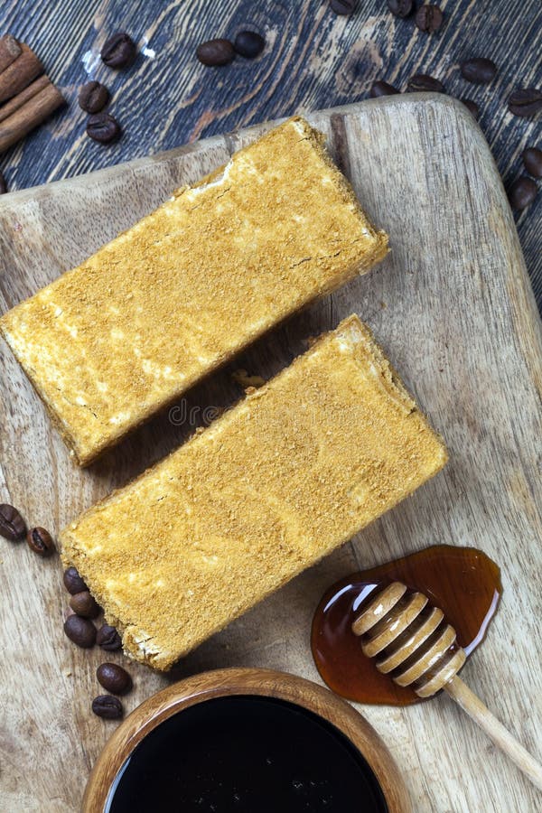 Multi-layered Cake Made of Soft Cakes and Buttercream with Honey Stock ...