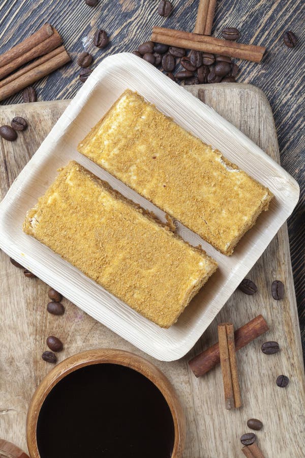 Multi-layered Cake Made of Soft Cakes and Buttercream with Honey Stock ...