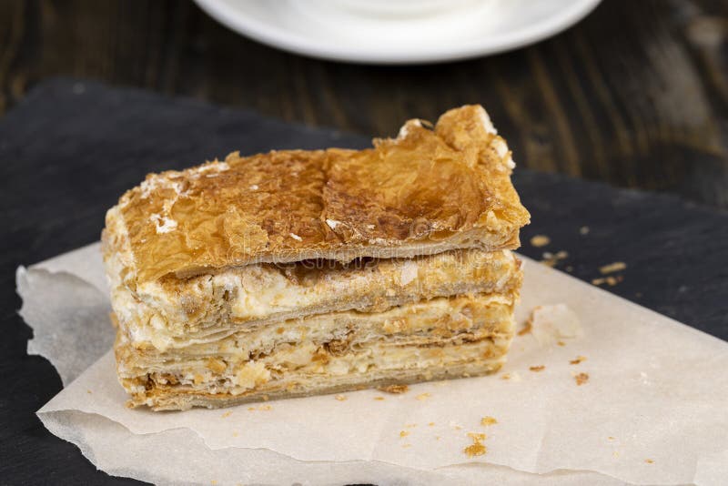 Multi-layered Cake Using a Large Amount of Sweet Cream Stock Photo ...