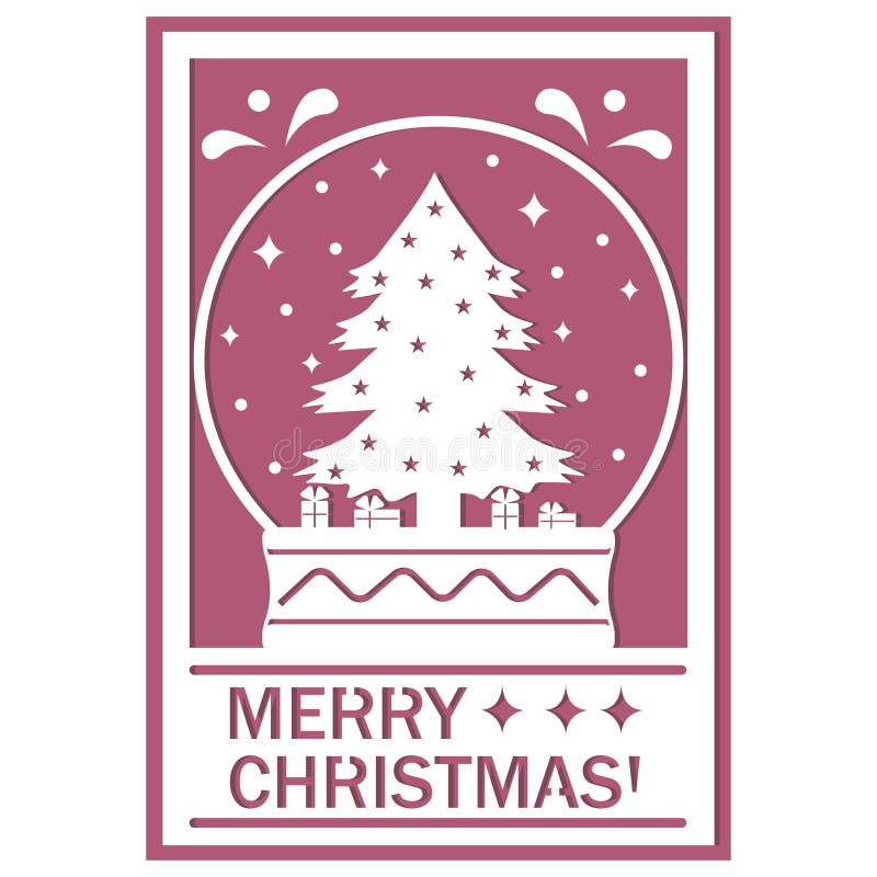 Multi-layered Christmas Card with Snow Globe and Christmas Tree ...