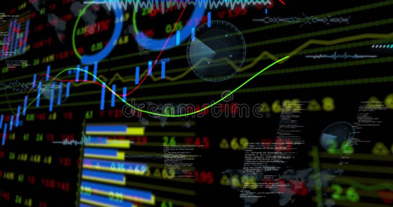 Multi-layered Data Visualization Showing Moving Finance Graphs and ...