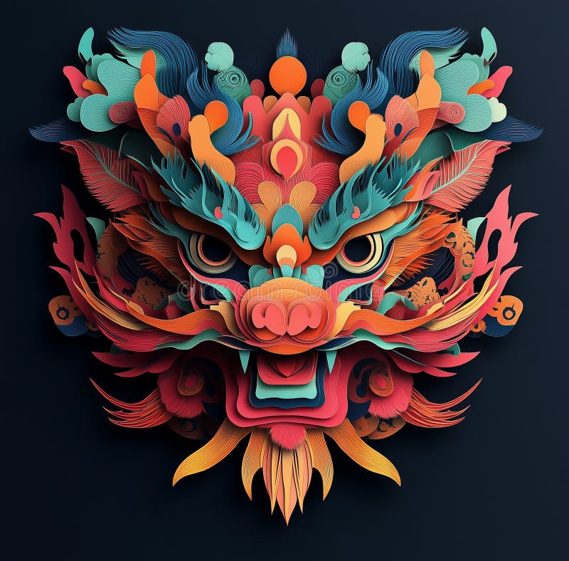 Dragon S Head with Decorative Elements. Stock Illustration ...