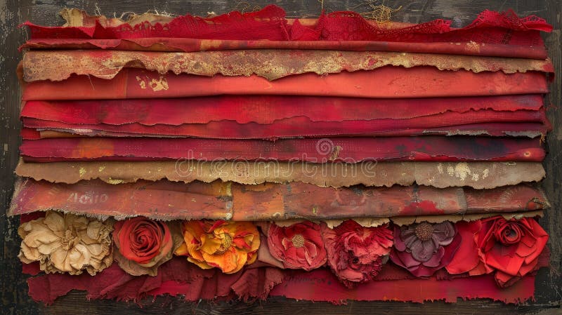 Multi Layered Fabric Composition Showcasing Diverse Textures and Colors ...