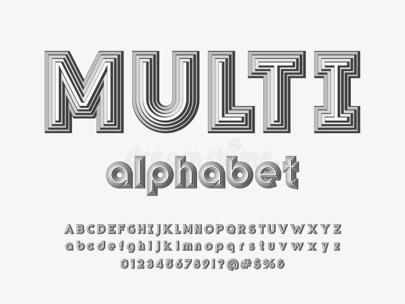 Multi layered font stock vector. Illustration of font - 210466946