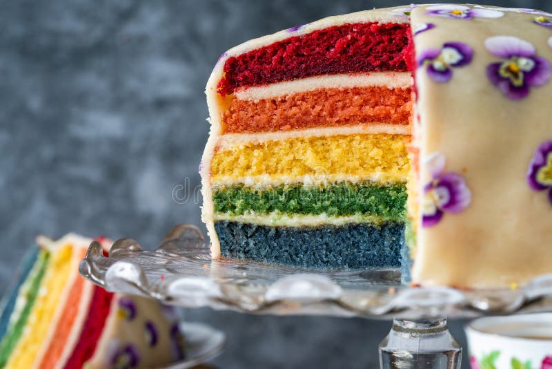 Rainbow cake stock photo. Image of indulgence, delicious - 249788076