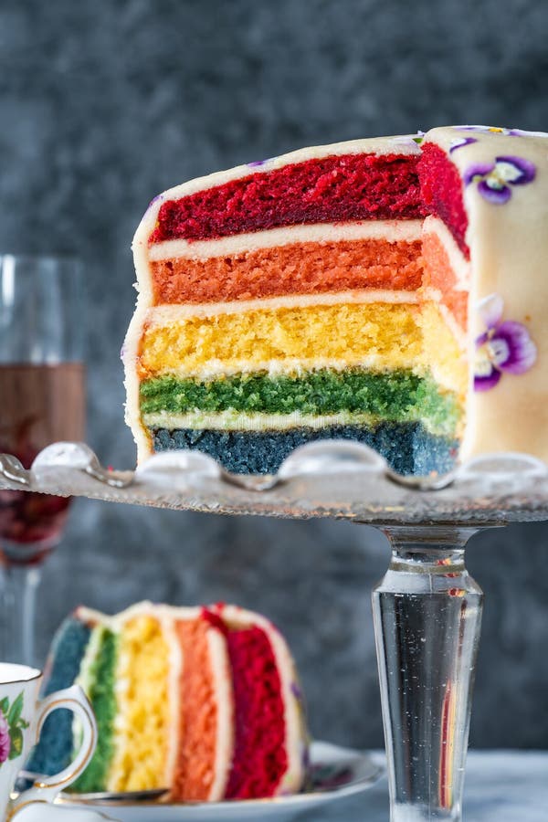 Rainbow cake stock photo. Image of homemade, icing, indulgence - 270432244