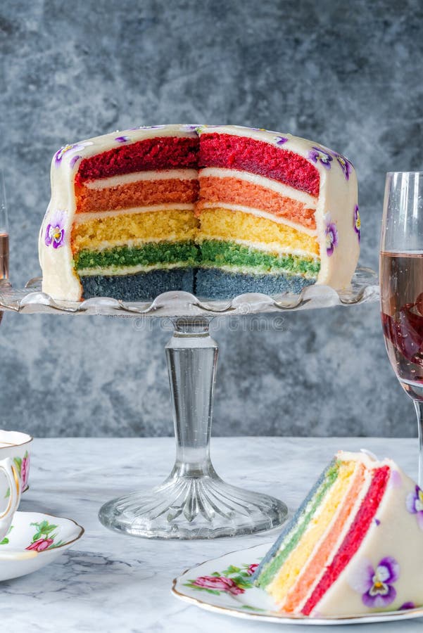 Rainbow cake stock photo. Image of buttercream, multicolored - 270432350