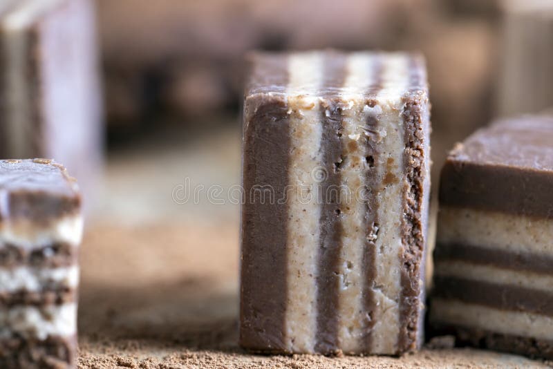 Multi-layered Sweets Made of Cream and Chocolate Layers Stock Image ...