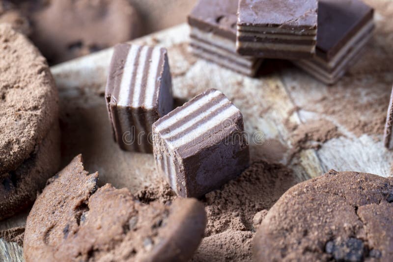 Multi-layered Sweets Made of Cream and Chocolate Layers Stock Image ...