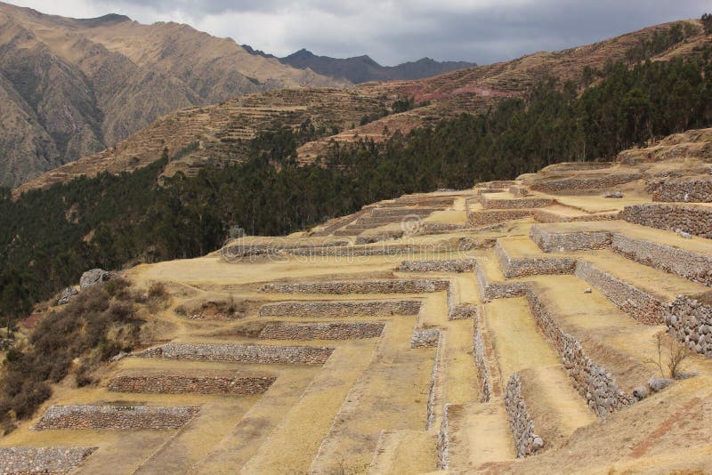 The Layered Terraces at Pisac Stock Image - Image of cuzco, circular ...