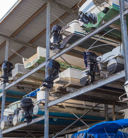 Multi-Level Boat Storage stock photo. Image of forklift - 36583216