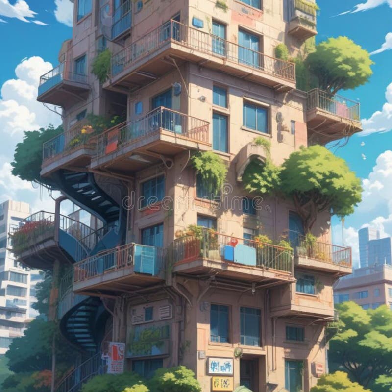 A Multi-level Building with a Mix of Morden and Retro Architectural ...