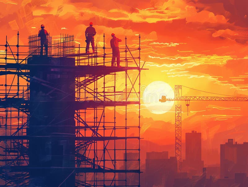 Multi-level Construction Scaffolding with Active Workers Stock ...