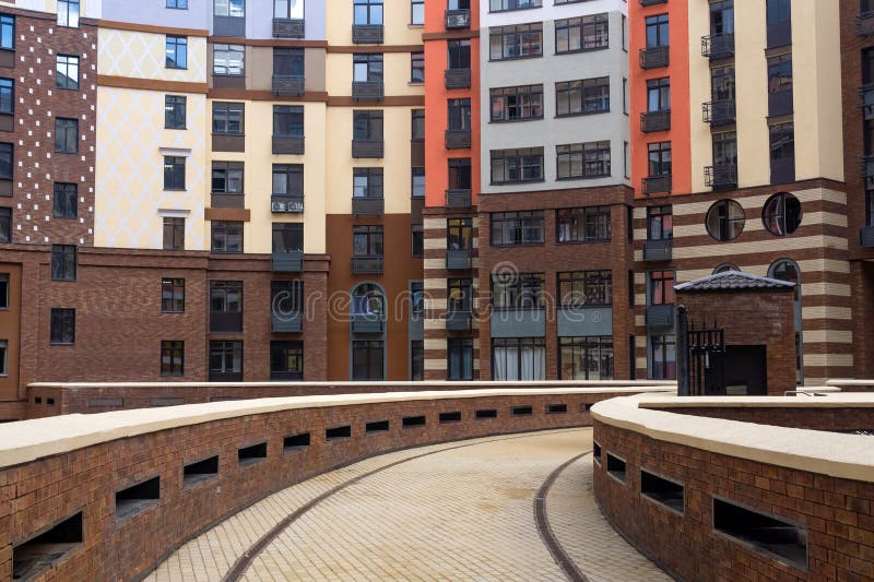 Multi-level Courtyard of a Modern Apartment Building Stock Image ...