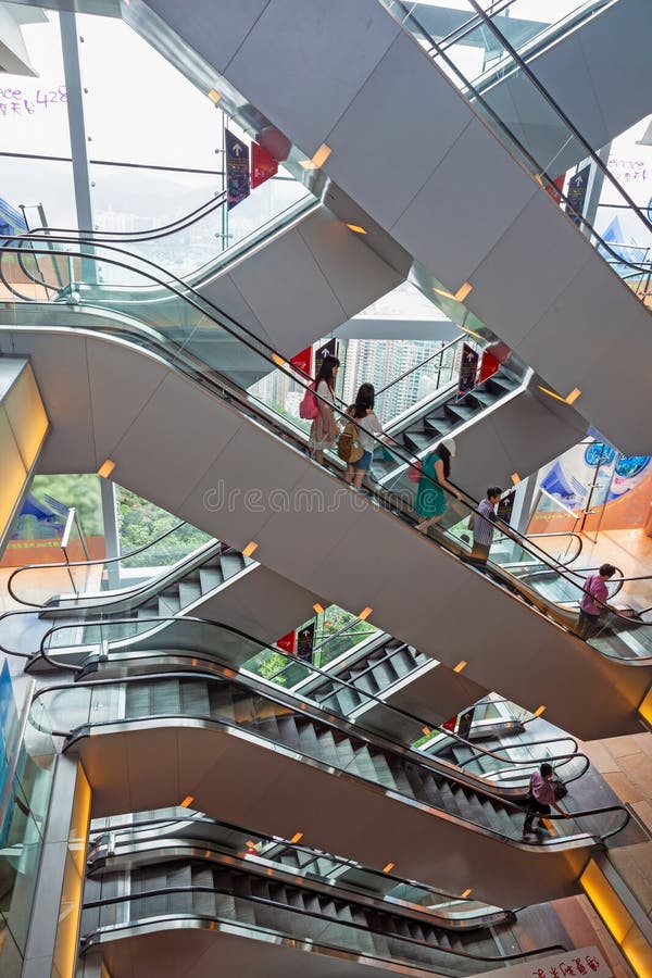 Multi-level Escalators in a Modern Shopping Mall with Dynamic ...