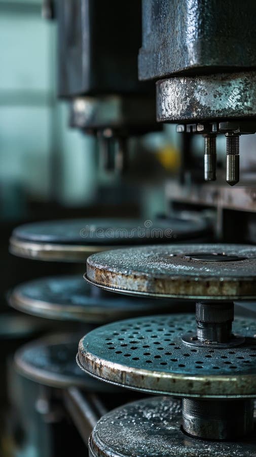 Multi-level Industrial Press with Aged Metal Components Stock Photo ...