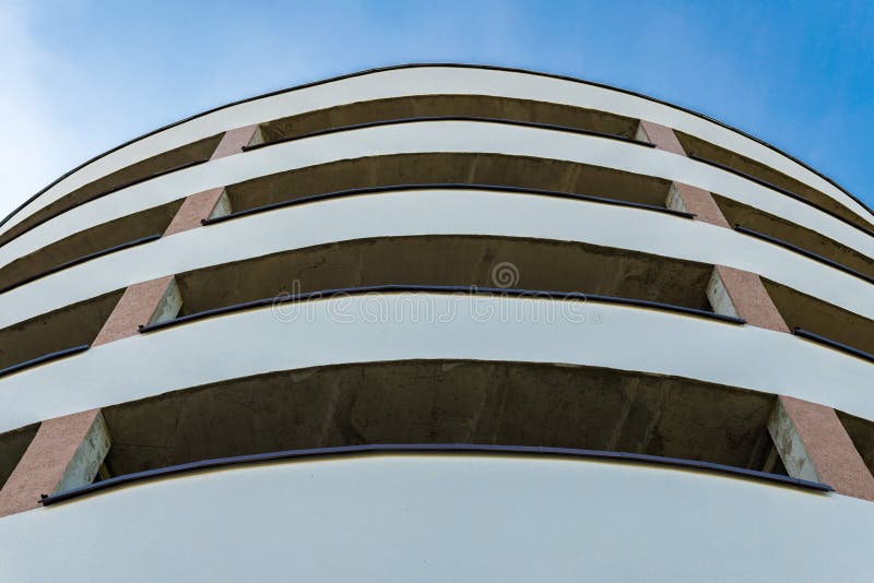 Multi Level Parking Area. Spiral Architecture Building with Car Garage ...