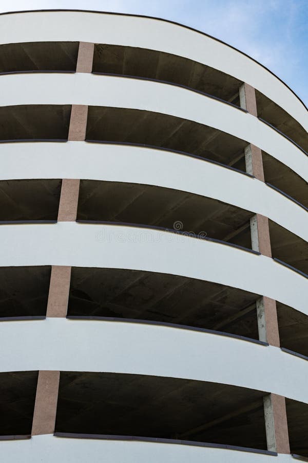 Multi Level Parking Area. Spiral Architecture Building with Car Garage ...