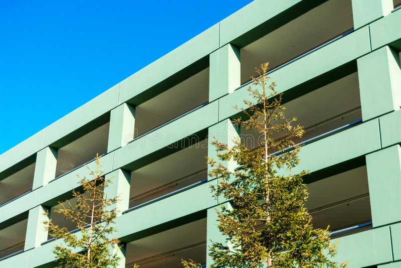 Multi Level Modern Parking Garage Facade and Exterior. Green Living ...
