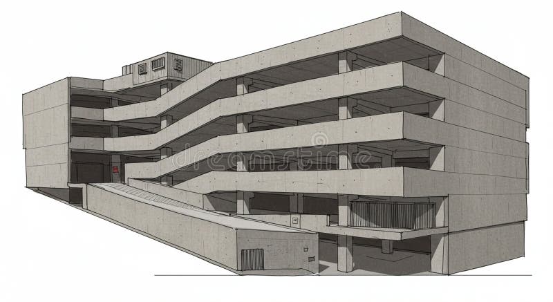 A Multi-level Parking Garage with a Minimalist Design, Featuring a ...