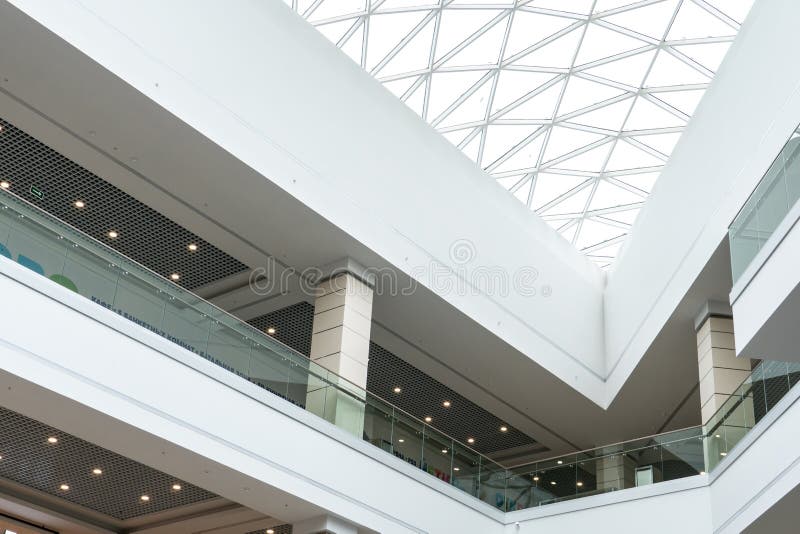 Multi-level Shopping Center. View of a Large and Spacious Hall Inside a ...