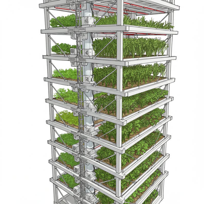Vertical Farming, Crops Growing in Vertically Stacked Layers Stock ...