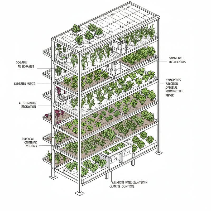 A Multi-level Vertical Farming Structure Features Six Stacked Layers ...