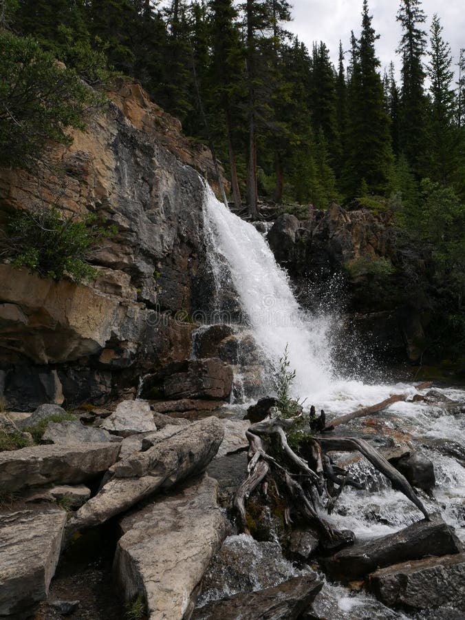 Multi-level Waterfall in Jasper National Park Stock Photo - Image of ...