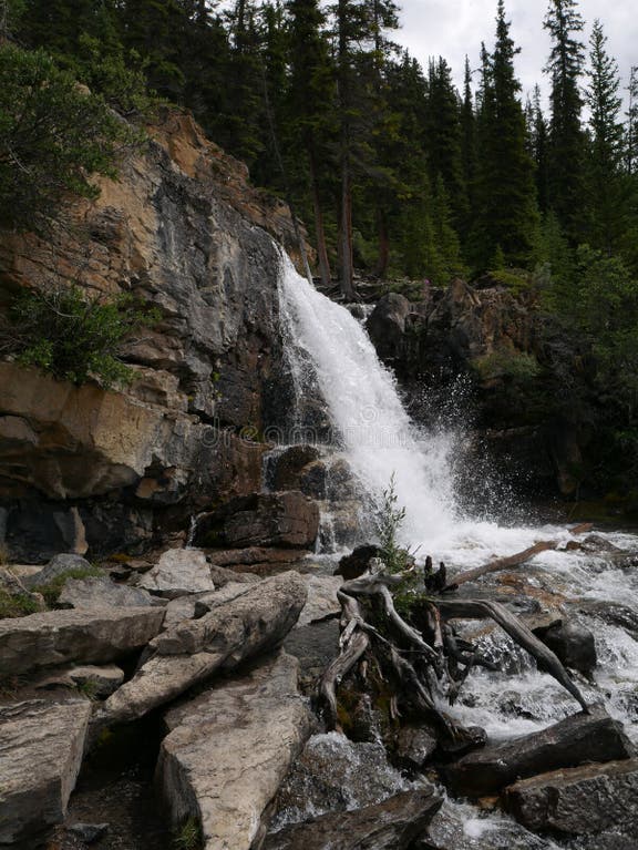 Multi-level Waterfall in Jasper National Park Stock Photo - Image of ...