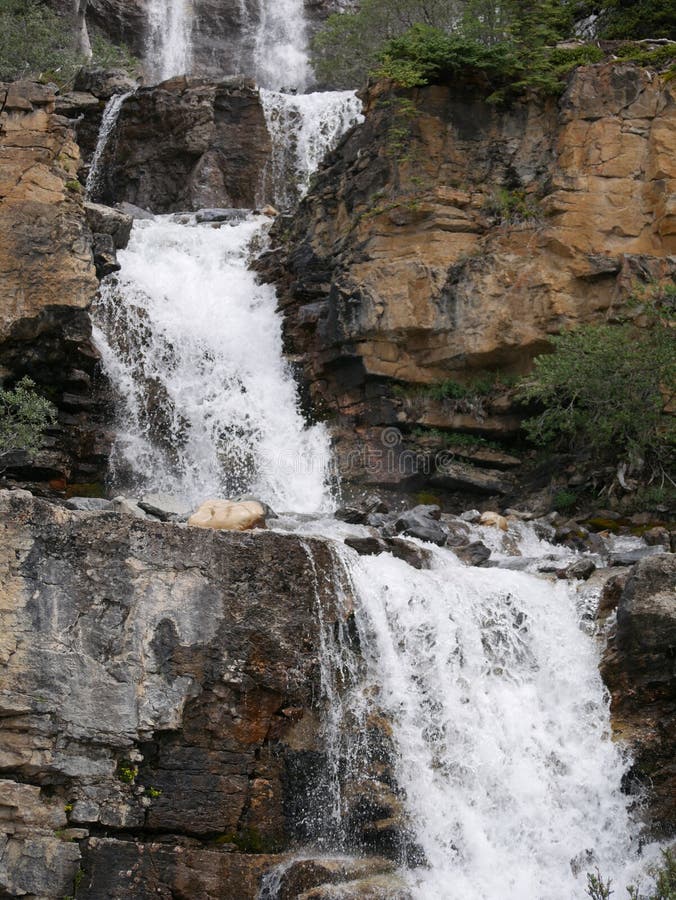 Multi-level Waterfall in Jasper National Park Stock Image - Image of ...
