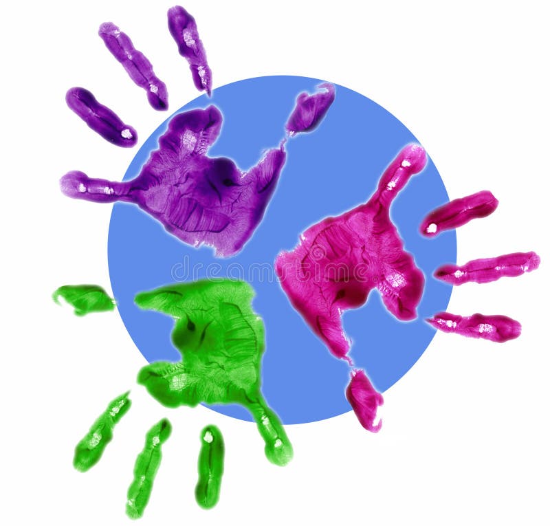 Multi Mano Colorata Con Il Cerchio Blu Illustrazione di Stock ...