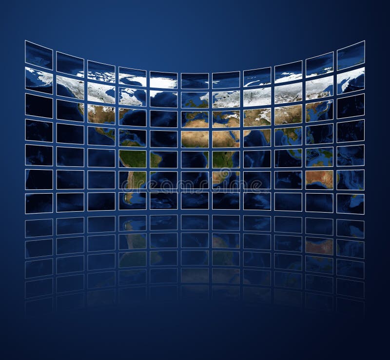 Multi Media Screens Displaying the Atlas Stock Photo - Image of multi ...