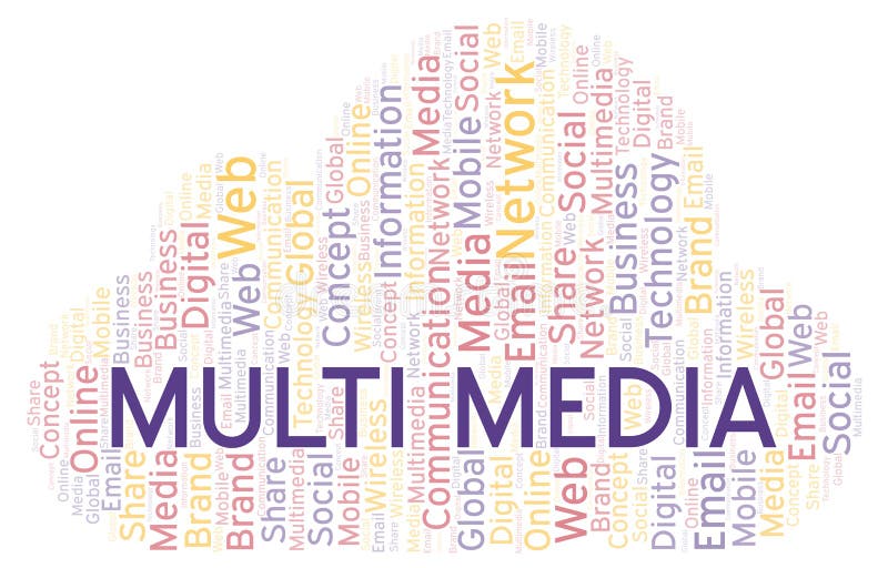 Multi Media word cloud stock illustration. Illustration of card - 138176895
